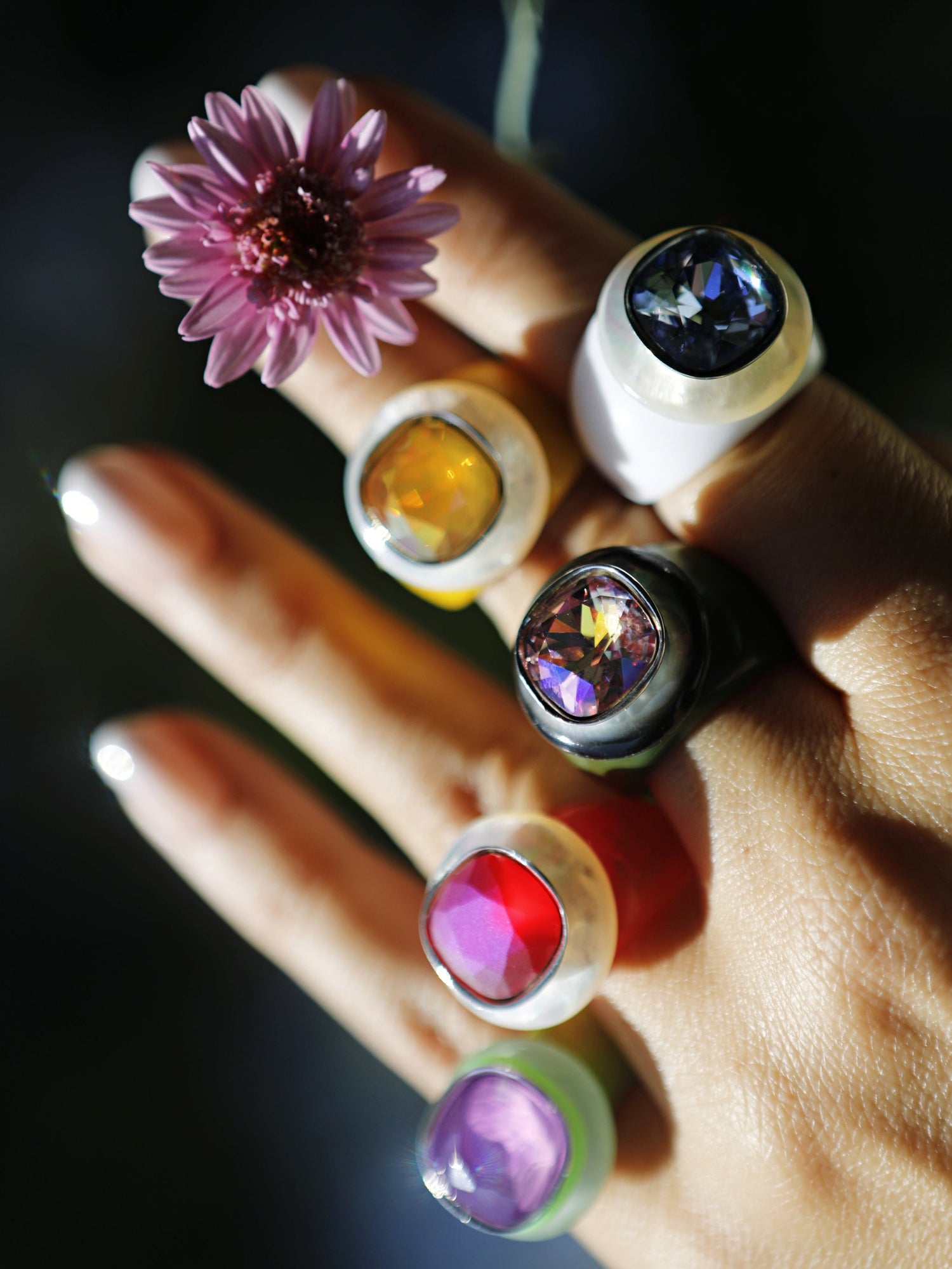 Unique Cocktail Rings | Colorful Acrylic Rings – MOUNSER