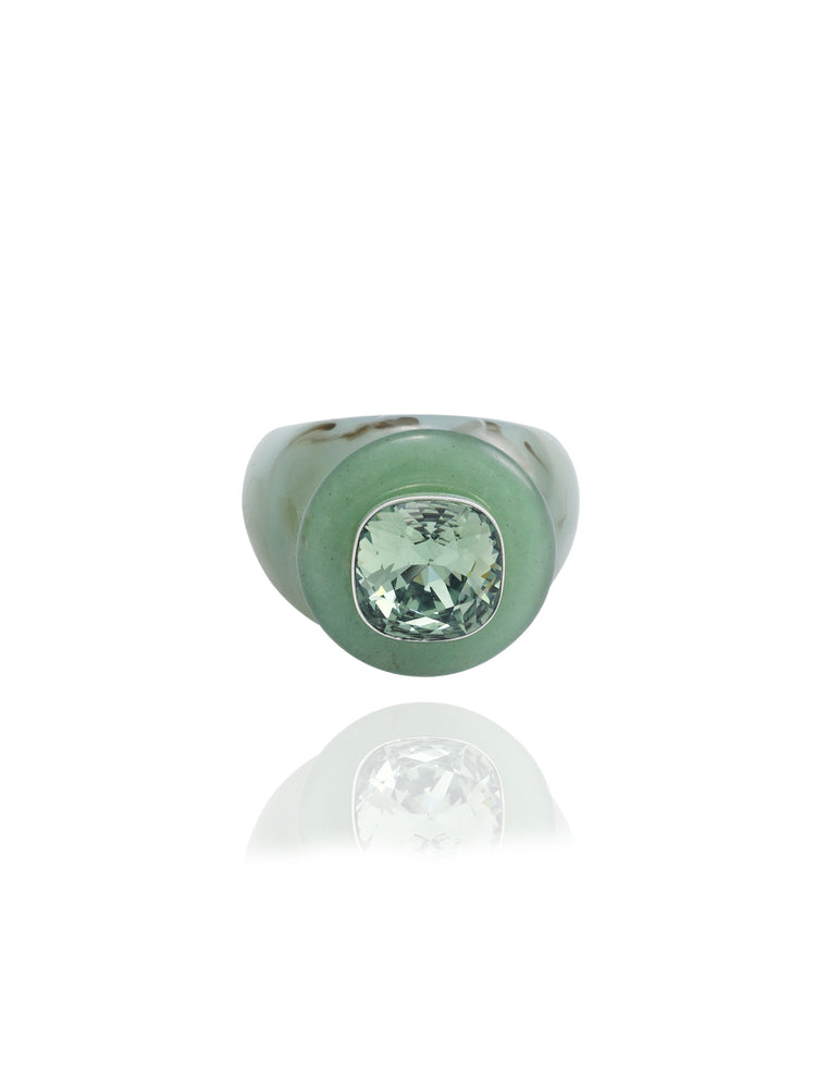 Luxury Acrylic Ring |Green Rhinestone Ring – MOUNSER