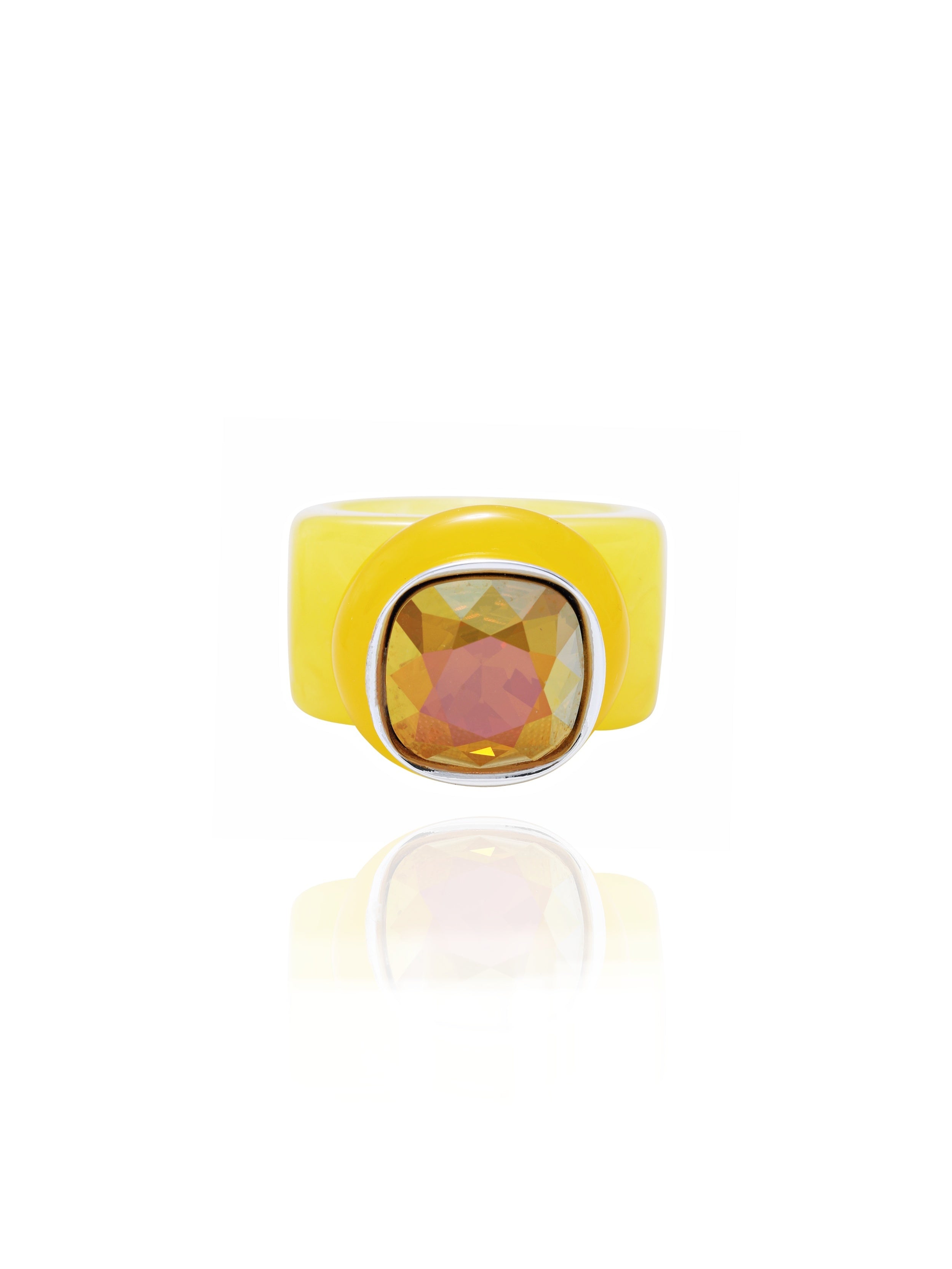 Yellow Statement Ring | Designer Acrylic Ring – MOUNSER