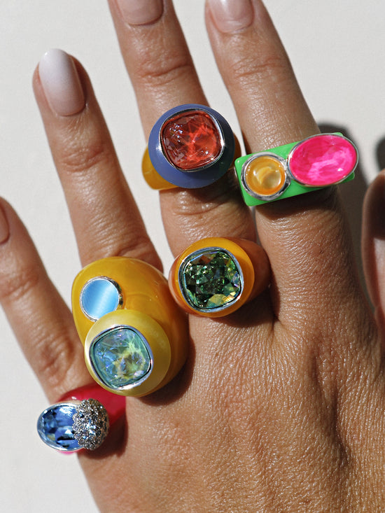 Unique Cocktail Rings | Colorful Acrylic Rings – MOUNSER